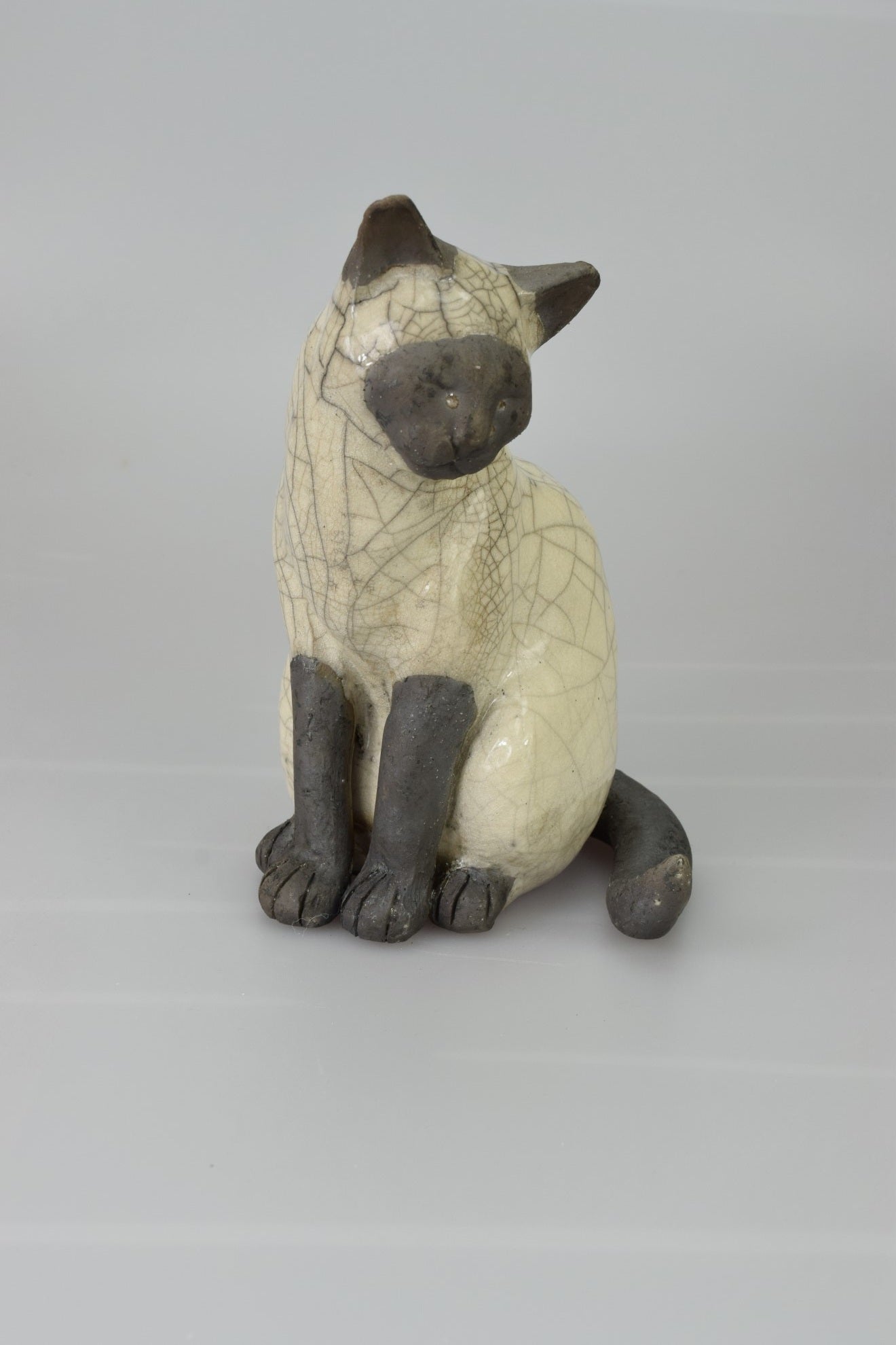 Medium Sitting Cat. Ceramic Raku Sculpture by Paul Jenkins | Saltbox ...